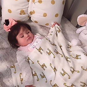 upsimples Baby Swaddle Blanket Unisex Swaddle Wrap Soft Silky Bamboo Muslin Swaddle Blankets Neutral Receiving Blanket for Boys and Girls, 47 x 47 inches, Set of 4 - Fox/Elephant/Giraffe/Dinosaur