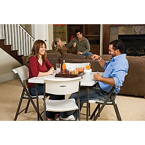 Lifetime 480074 Contemporary Folding Chair, Almond with Bronze Steel Frame, 4-Pack