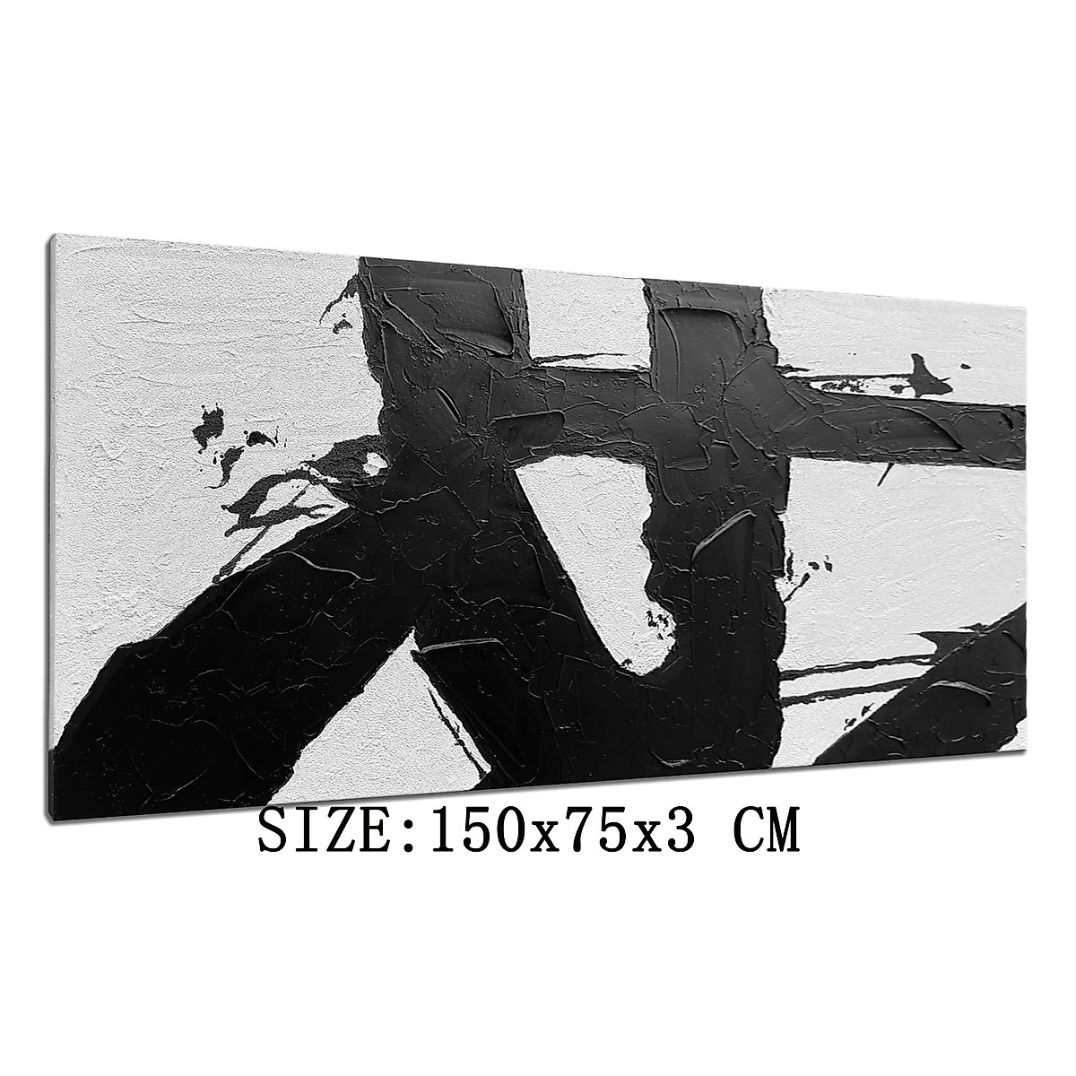 zoinart Large Canvas Wall Art, Black and White Abstract Wall Art 30x60 Inches Modern Canvas Paintings Minimalist Textured Wall Art Framed Artwork for Walls