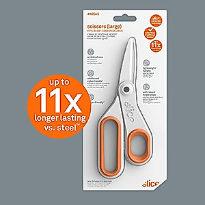 Slice 10545 Ceramic (Large), Rounded Tip Finger-Friendly Edge, Safer Choice, Never Rusts, Lasts 11x Longer Than Metal, Safety Scissors (1 Pack)