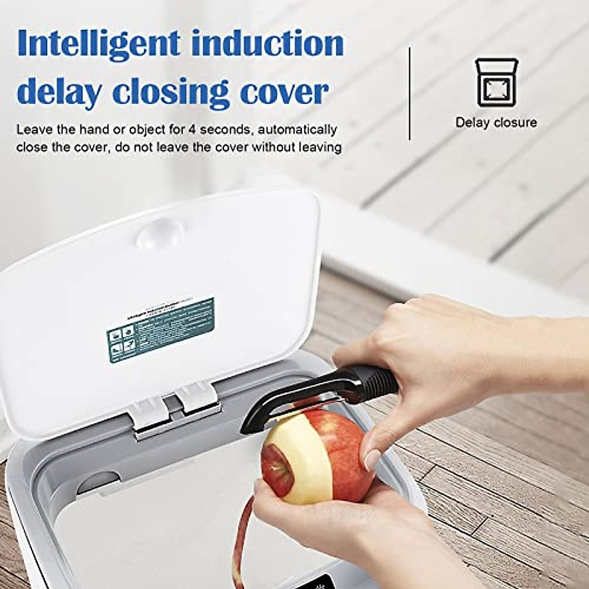 F FINEC 16L Automatic Touchless Trash Can, Motion Sensor Trash Can Smart Garbage Can with Lid for Kitchen Bathroom Bedroom Living Room Office