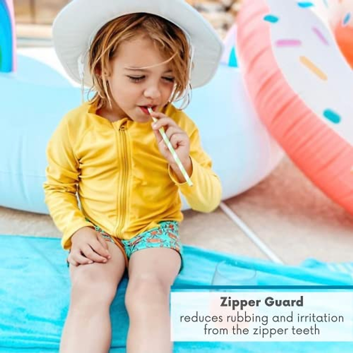 SwimZip UPF 50+ Long Sleeve Rash Guard for Boys and Girls - Baby, Toddler, Kids Yellow