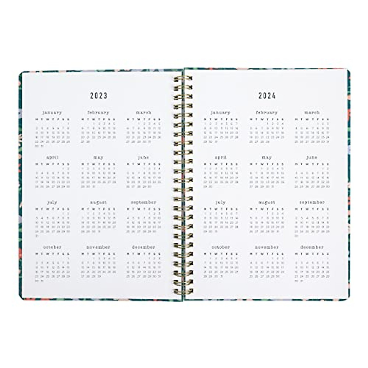 Letts Spring Valley Academic Weekly/Monthly Planner, 18 Months, July 2023 to December 2024, Week-to-View, Wiro Binding, Multilingual, A5 Size, 8.25" x 5.875", Green (C031798-24)