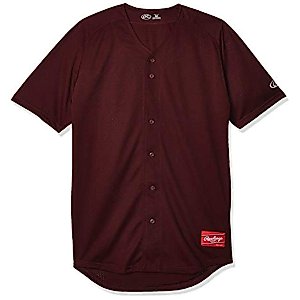 Rawlings Men's Full Button RBJ167 Jersey , Maroon, Large