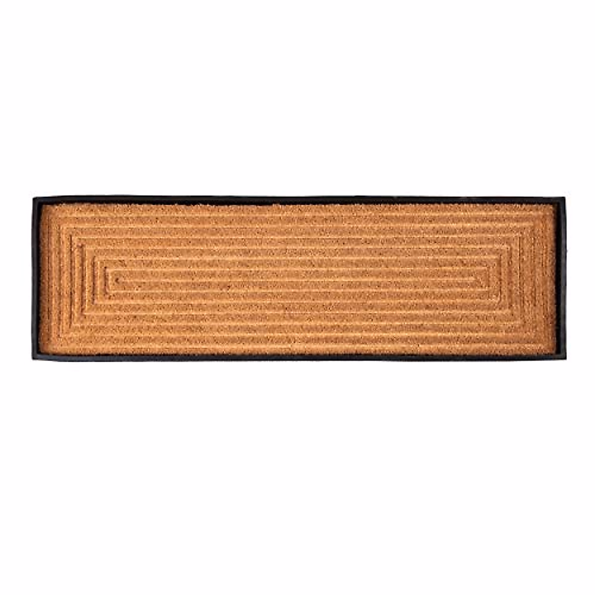 Anji Mountain AMB0BT4F-018 Black Rubber Boot/Shoe Tray with Coir, Fits 4 Pair (46.5" Wide), Rectangle Embossed Insert