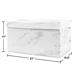 Sweet Jojo Designs Marble Boy or Girl Small Fabric Toy Bin Storage Box Chest For Baby Nursery or Kids Room - Grey, Black and White Gender Neutral Abstract Chic