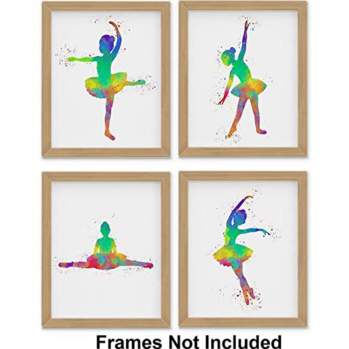 Little Girl Ballet Dancers Abstract Wall Art Print 8 x 10" Set of 4 Unframed, White Background, Perfect for for Girl Ballerina, Teacher and Lover of Ballet, Ideal Bedroom, Dance Studio, Locker Decor