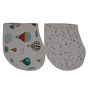 JAXMAN COLLECTION Muslin Burp Cloth for Boys & Girls, 70% Bamboo / 30% Cotton Washcloth, Face Towel, Burp Cloth, Unisex (Hot Air Balloon/Stars)