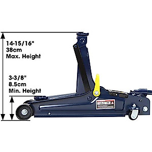 TCE TCET825051 Torin Hydraulic Low Profile Trolley Service/Floor Jack with Single Piston Quick Lift Pump, 2.5 Ton (5,000 lb) Capacity, Blue