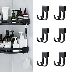 Chaofatchoy Shower Caddy Shelf Basket Rack Hooks Stainless Steel Metal Bathroom Hangers Hanging for Loofah Robe Massage Towel Squeegee Sponge Shower Brush Body Bath Scrub Washcloth Luffa Razor 2 Pack