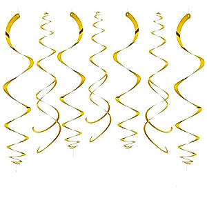 Qian's Party 50th Birthday Decorations for Women Purple Gold Black Purple Gold Foil Hanging Swirls 50th Birthday Party Decor – Women Purple 50th Birthday Party Decorations