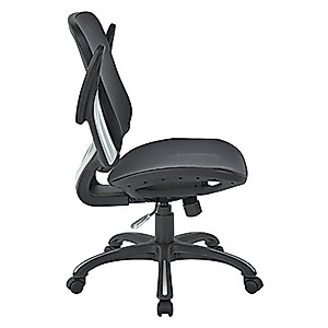 Office Star Ventilated Manager's Office Desk Chair with Breathable Mesh Seat and Back, Black Base, Black