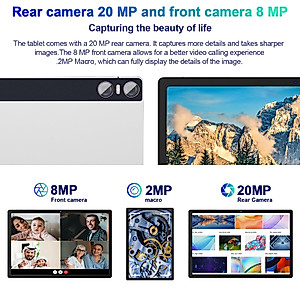 2024 Tablet 11 Inch Android 13 Screen 2K Tablet Octa-Core 2.0 GHz,16GB RAM+256GB ROM+TF 1TB /2000 * 1200 Pixel/8MP+20MP+2MP Macro/10000 mAh/5G WiFi Metal Cover Silver