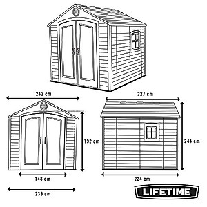Lifetime 6411 Outdoor Storage Shed with Window, 8 by 7.5 Feet,Putty/Brown