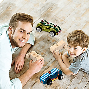 Haconba 18 Pack DIY Wood Car Toys Unfinished Wooden Cars to Paint Wooden Craft Cars for Home Activities Craft Projects Family Time Handicraft
