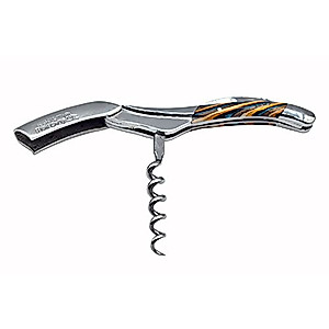 Laguiole En Aubrac Sommelier Waiter's Corkscrew, Samba Wood With Brown Veins Handle, Wine Opener With Foil Cutter & Bottle Opener, Stainless Steel Shiny Bolsters