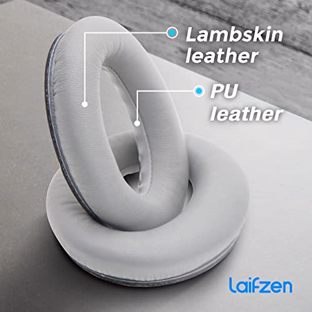 Lambskin QC45 QC35ii QC35 QC25 QC15 Earpads Cushions Replacement Ear Pads for Bose QC 45 35 II QC2 AE2 AE2i AE2w SoundLink SoundTrue 35ii 25 15 2 AE QuietComfort Sheepskin Leather Gray Grey (Silver)