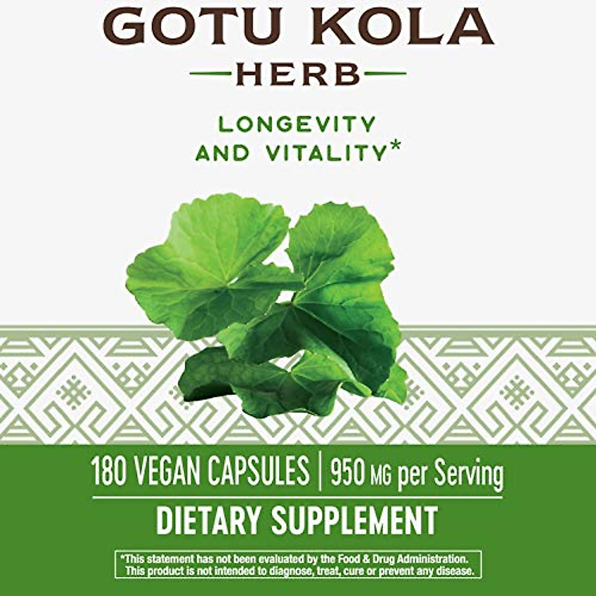Nature's Way Premium Herbal Gotu Kola Herb, 950 mg per serving, 180 VCaps