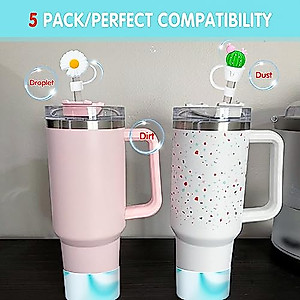 5 PCS Replacement Silicone Straws for Stanley Adventure Quencher Travel Tumbler 40oz Stanley Cup,2 Reusable Clear Straws with 1 Protective Silicone Boot and 10mm Straw Cover