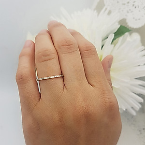 Dazzlingrock Collection 0.15 Carat (Cttw) Round White Diamond Minimalist Stackable Band for Women in 14K Solid Yellow Gold, Size 8