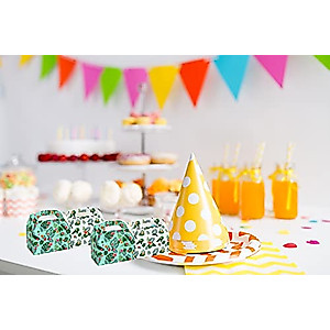 jianxun 24 pcs Luau Hawaiian Tropical Treat Gift Paper Garboard Boxes with Handles for Crafts Candy Goodie Bags, Picnic Snacks, Birthday Party Favor, Baby Shower, green, 3.7x3.7x6.24 Inch