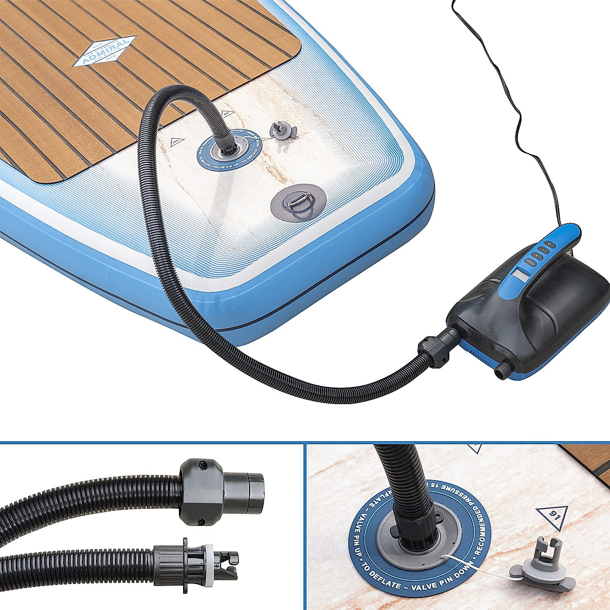 Rokia R Intelligent SUP Air Pump Digital Electric 12V DC 0-20 PSI Set Pressure Inflation and Deflation Function High-Speed Inflation Device for Paddle Board