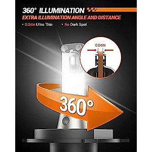 SEALIGHT H4/9003/HB2 LED Headlight Bulbs, 24000LM 100W 800% Brightness LED Headlights Conversion Kit for Hi/Lo Beam 6000K White, 9003 LED Light Cooling Fan, Plug-N-Play, Pack of 2, Headlight Brackets