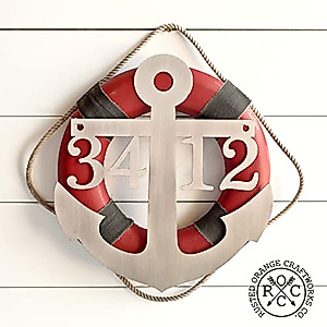 ROCC RUSTED ORANGE CRAFTWORKS Co. - Anchor Address Plaque 15" Coastal House Numbers House Numbers Plaque Beach Nautical House Numbers for Beach House Outside Modern House Numbers Home Address Plaque
