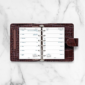 Filofax Calendar Diary Refill, Pocket Size, Week on One Page, White Paper, Unruled, English, 2024 (C68226-24)