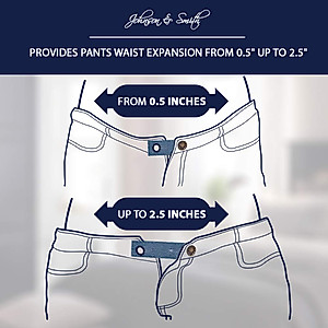 Waistband Extenders by Johnson & Smith | Button Extender for Pants | Denim Material | Pack of 3 Shades | Premium Metal Buttons | 2 Button Holes | Button Extender for Jeans