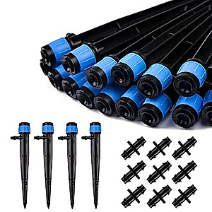 BEADNOVA Drip Irrigation Spray Emitters 50pcs Drip Emitters for 1/4 Inch with Straight Coupling Full Circle Micro Sprinkler Adjustable Irrigation Drippers for Drip Irrigation Parts Garden Patio Lawn