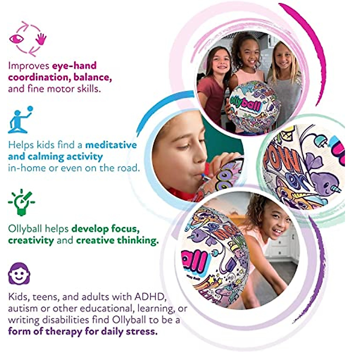 Ollyball Girl Power! The Ultimate Indoor Colorable Play Ball for Kicking and Coloring in The House! (Girl Power! Eco Pak (2 Pack))