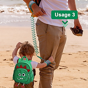 Toddler Backpack with Leash, Accmor 4 in 1 Baby Dinosaur Backpacks with Anti Lost Wrist Link, Cute Child Harness Bag Leash for Outdoor, Mini Back Pack Rope Tether Rein for Boys Girls Aged 1-3 Years
