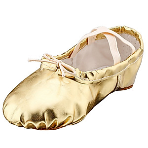 MSMAX Adult Lyrical Ballet Dance Shoes Women Yoga Flat Gold Costume Slippers for Men 9 M US Women