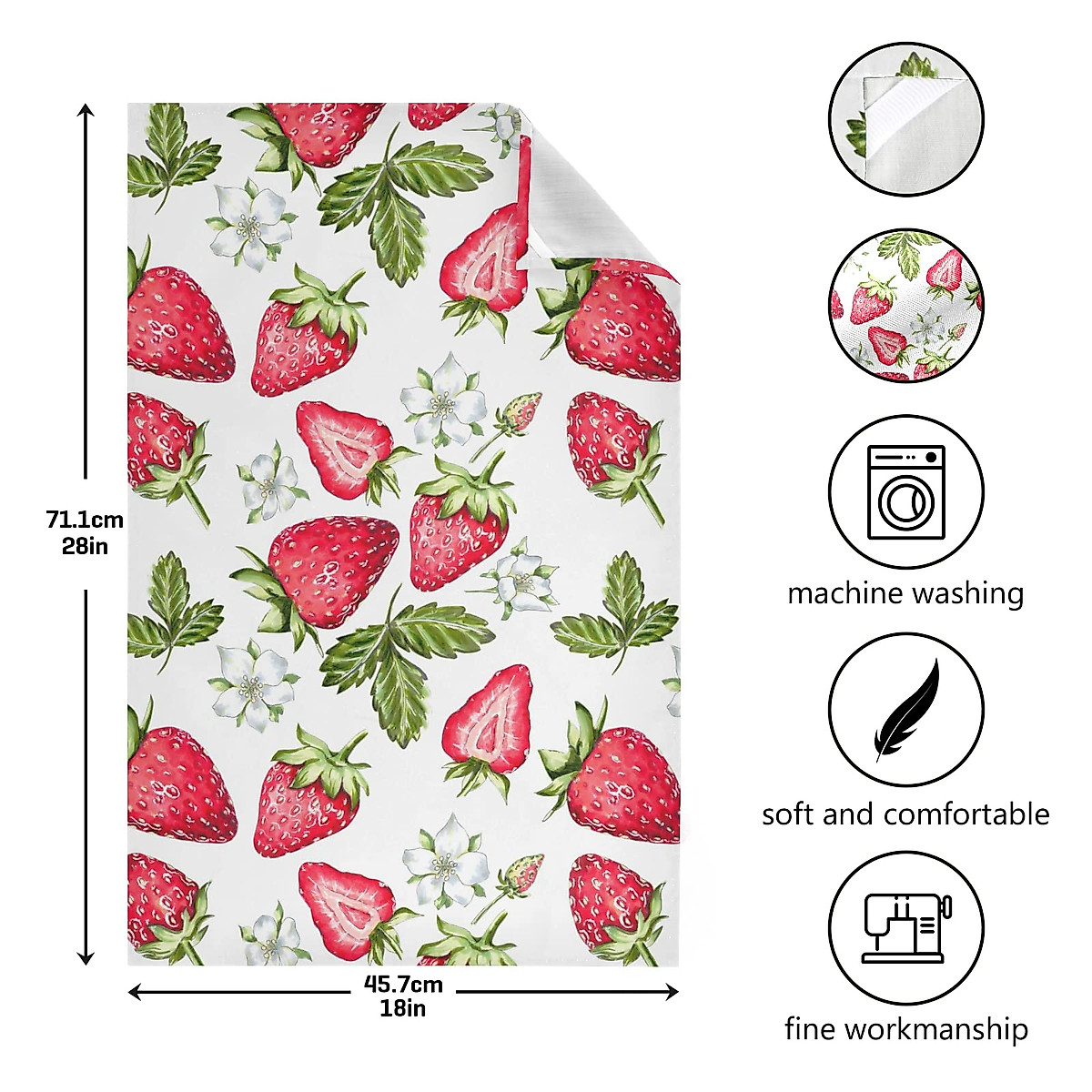Kigai Kitchen Dish Towels Strawberry Floral Soft Tea Towel Set of 1 Absorbent Dishcloths Hand Towels for Dish Clean Cloth 28" x 18"