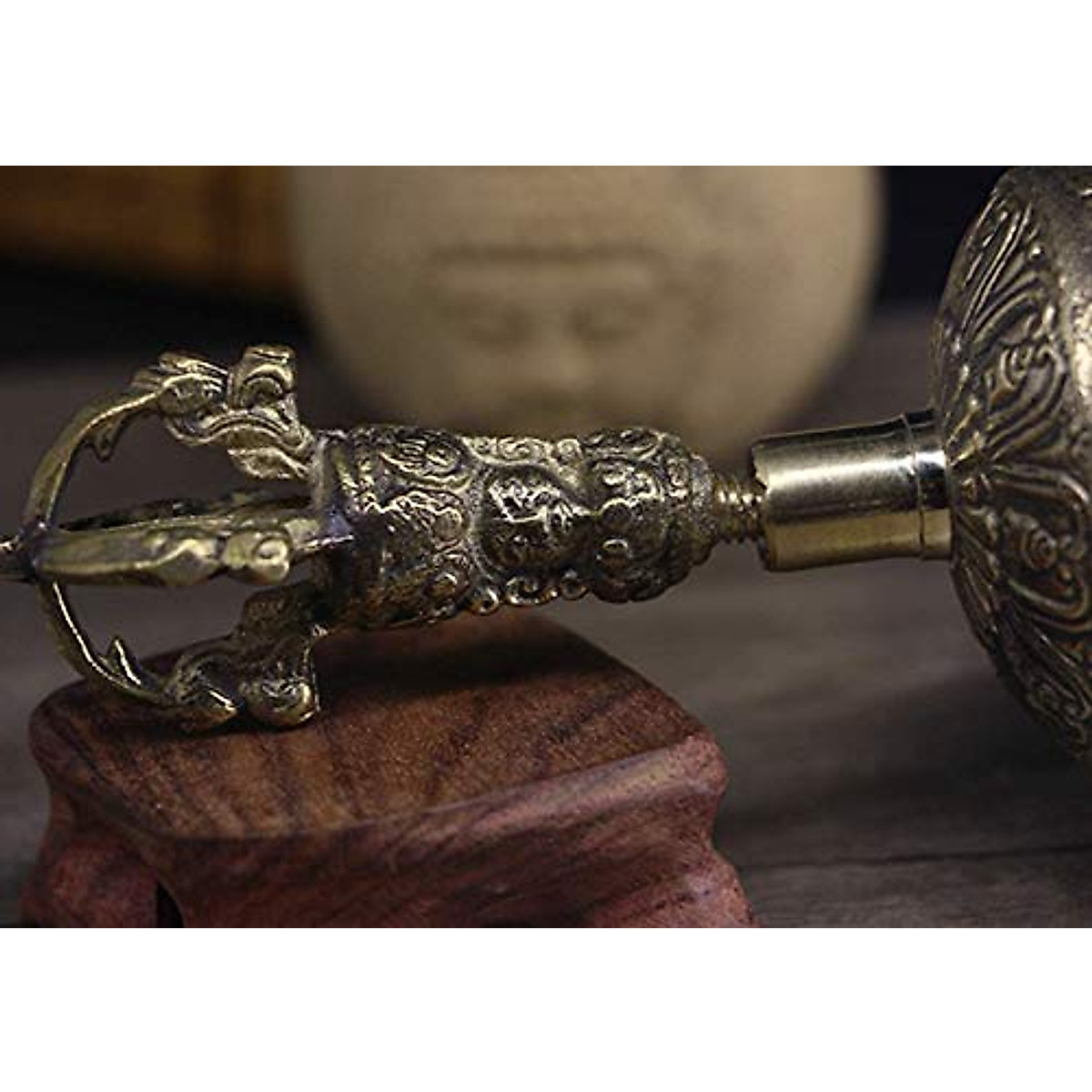 Tibetan Buddhist Meditation Bell and Dorje Set, Made in Nepal-100% Handmade 6.7 inches Dharma Objects Brass Bell for Home Decoration for Meditation, Prayer, Reiki, Clarity, Focus, Healing Dorje Set