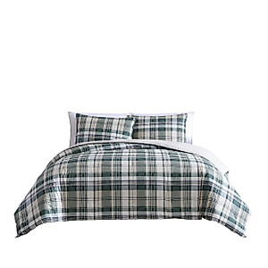 Eddie Bauer - King Duvet Cover Set, Cotton Reversible Bedding with Matching Shams, Plaid Home Decor for All Seasons (Timbers Evergreen, King)