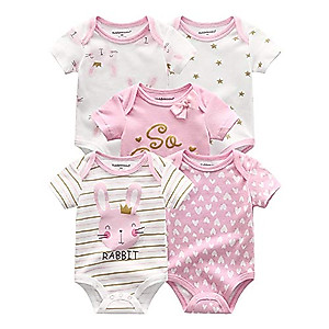 Kiddiezoom Unisex Baby Bodysuits Pants Baby Clothes Short Sleeve Bodysuits for Baby Girl
