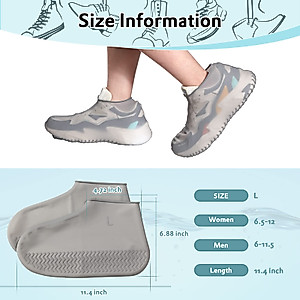 3 Pairs Silicone Shoes Covers Rain Boots Reusable Waterproof Shoe Covers Non Slip Overshoes Unisex Shoe Protectors for Women Men, Black White Gray (Large)