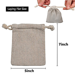 Calary 50pcs Double Canvas Drawstring Gift Bag Cotton Pouch Gift Sachet Bags Muslin Bag Reusable Tea Bag 5x7 Inch