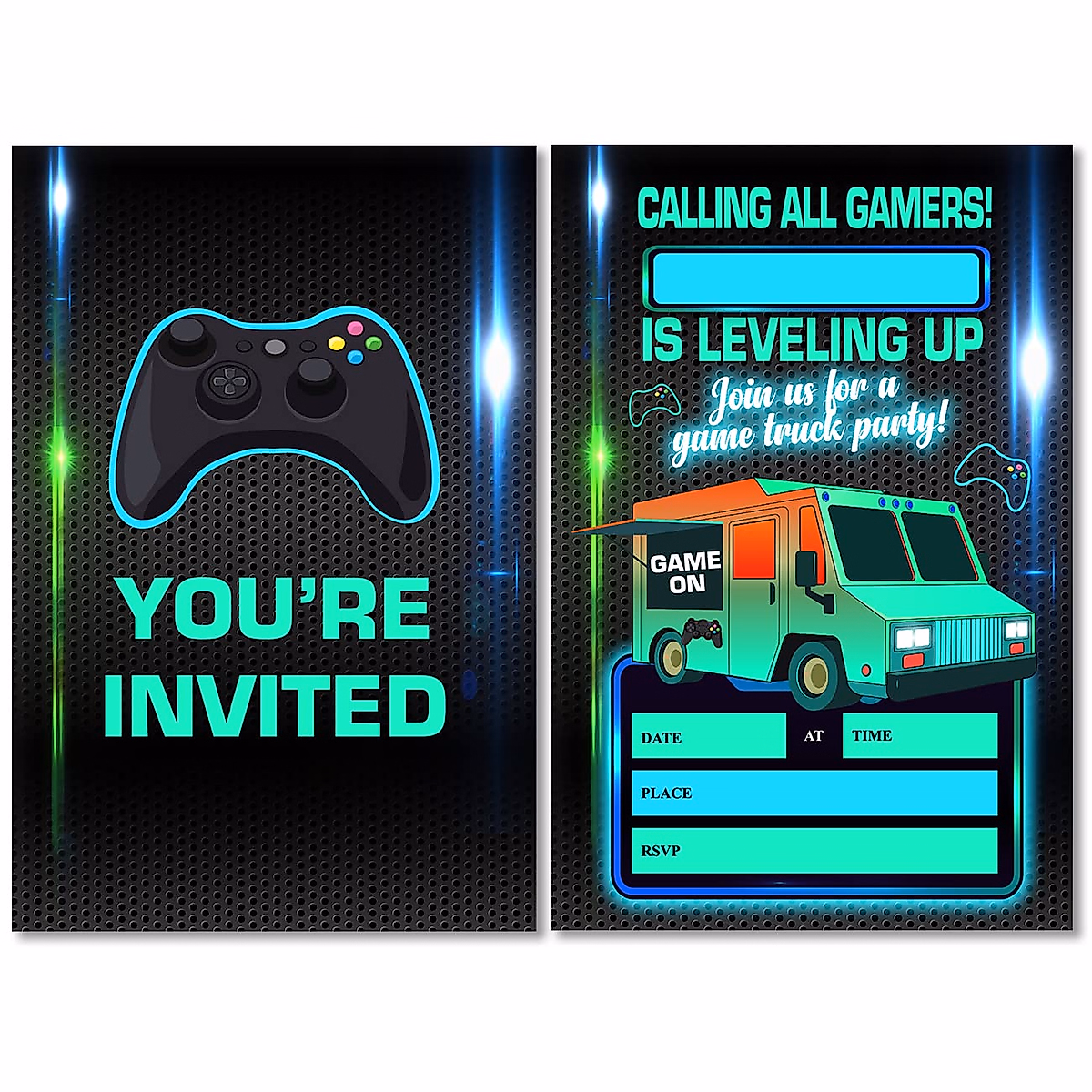 Soiceu Video Game Truck Theme Birthday Invitations with Envelopes Set of 20 Game On Video Game Truck Birthday Party Invites