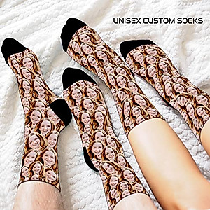 Custom Face Socks for Men Women with Dog Cat Pet Lover Photo, Personalized Funny Crew Socks with Pictures Christmas Anniversary Birthday Gifts for Boyfriend Girlfriend Mom Dad