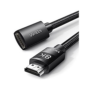 UGREEN HDMI Extender 8K HDMI Extension Cable 2.1 Ultra High Speed Cord 4K HDMI Male to Female Adapter Compatible with MacBook Pro 2021/PS5/Xbox Series X/Roku TV/UHD TV/Blu-ray, 1.5FT