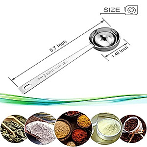 KAZETEC Metal Stainless Steel 1 Tablespoon Measuring Coffee Scoop Spoon, Set of 5