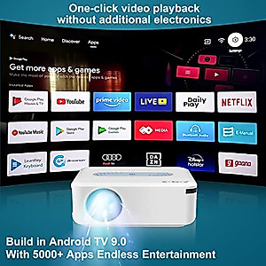 XGODY Portable Smart Projector X1 Native 1080p Android TV 9.0 Bluetooth 5G WiFi 12000 Lumen Portable Projector, Support 200'' 8K Vedio Outdoor Projector with 4P Keystone Preinstall YouTube Netflix