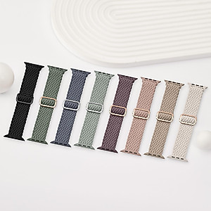 Braided Stretchy Solo Loop Compatible for Apple Watch Band 38mm 40mm 41mm 42mm 44mm 45mm 49mm for Women Men, Nylon Elastic Straps Wristbands for iWatch Series 9 8 7 6 SE 5 4 3 2 1 Ultra Ultra 2