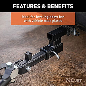 CURT 45798 Trailer Hitch Adapter, 2-Inch Receiver, 4-in Drop or Rise, 7,500 lbs , black
