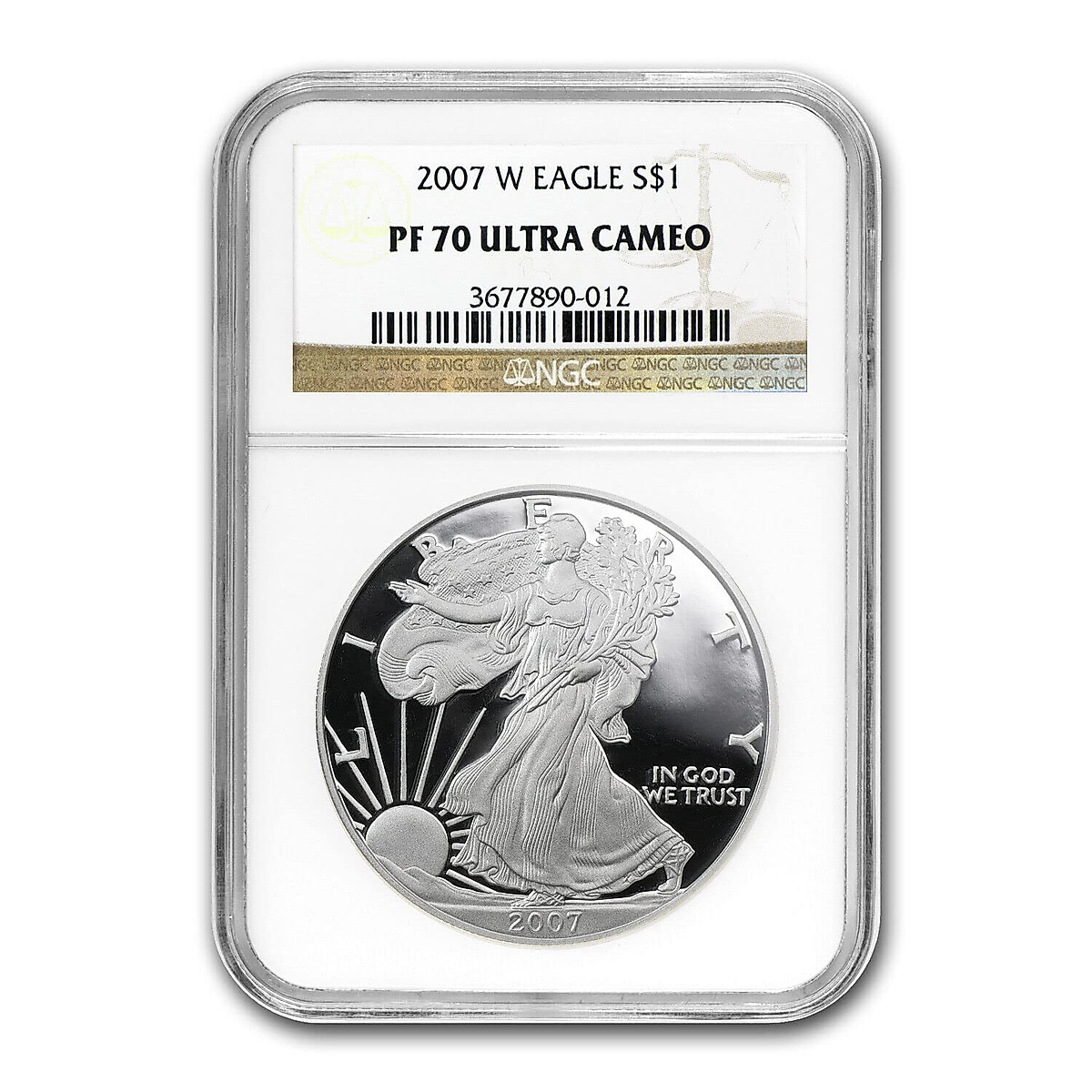 2007 W American Silver Eagle - Brown Label - Professionally Graded - The Perfect Coin - NGC PR70 Ultra Cameo