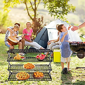 Cooling Rack, 4-Tier Upgraded Collapsible Cooling Rack Portable Foldable Camping Shelf Adjustable Stackable Roasting Cooking Drying Wire Cooling Rack for Cookies Cake Baking