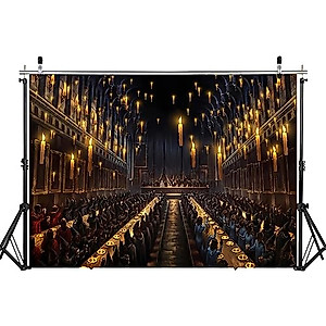 WOLADA 5x3FT Magic Castle School Backdrop Halloween Photo Backdrop Magic Backdrop Witch Wizard School Photography Backdrop Magic Party Backdrop Birthday Party Photo Backdrop Restaurant Backdrop 12584